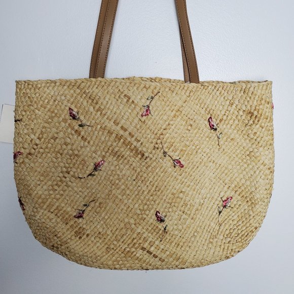 T. Cappelli | Bags | Nwt Cottagecore Embroidered Straw Shoulder Bag ...